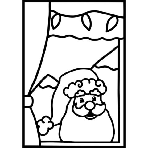 Homokkép sablon ablakban kukucskáló télapó A4 - CSAK SABLON! - Create